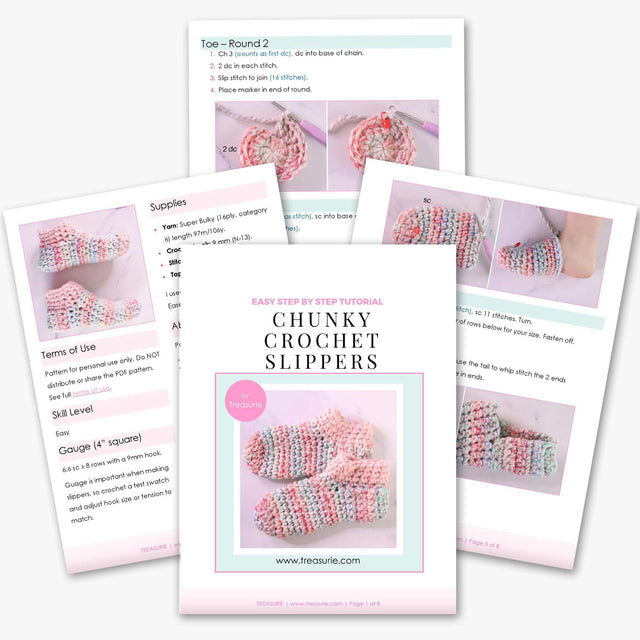 Crochet Chunky Slippers Pattern – TREASURIE