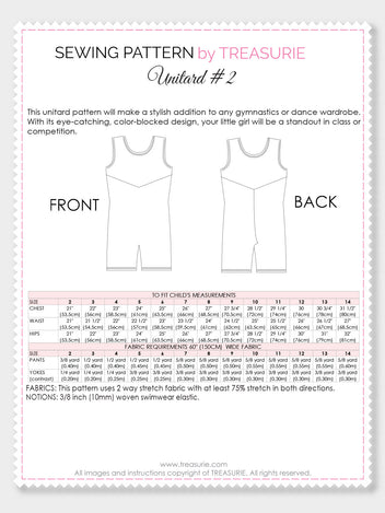 Unitard Patterns - Girls UNITARD#2 (LU02) – TREASURIE