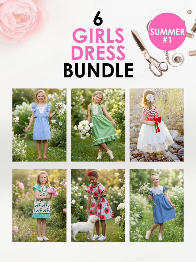 6 Girls Dress Sewing Pattern Bundle (SUMMER #1) – TREASURIE