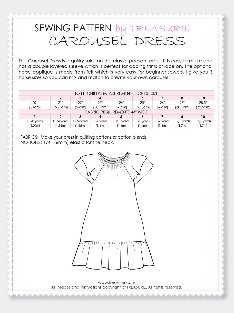 CAROUSEL - Easy Girls Peasant Dress Pattern – TREASURIE