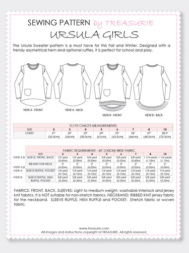 Ursula Girls Top Sewing Pattern – TREASURIE