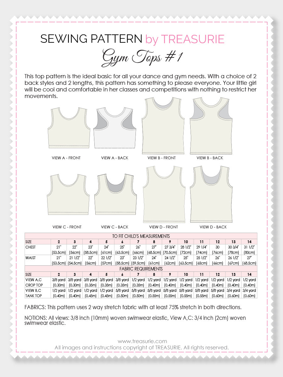 Girls dance tops pattern #1 – TREASURIE