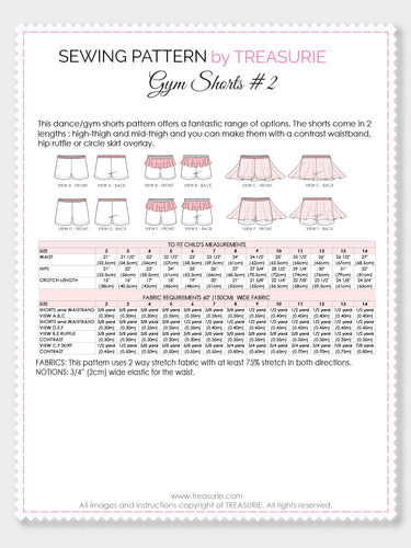 Girls dance shorts pattern #2 – TREASURIE