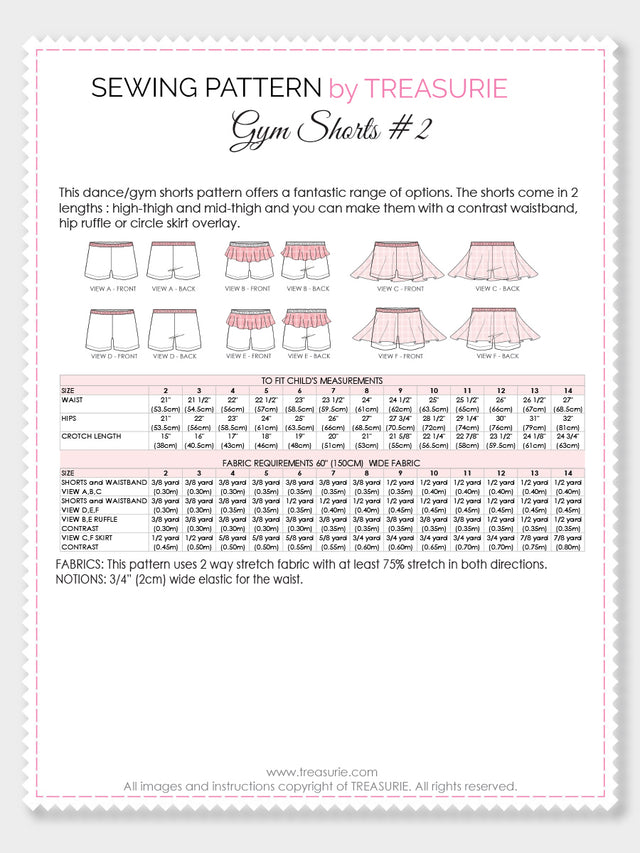 Girls dance shorts pattern #2 – TREASURIE