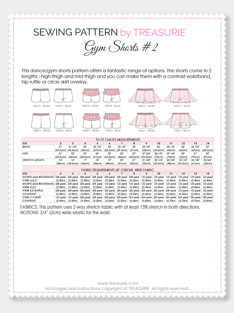 Girls dance shorts pattern #2 – TREASURIE