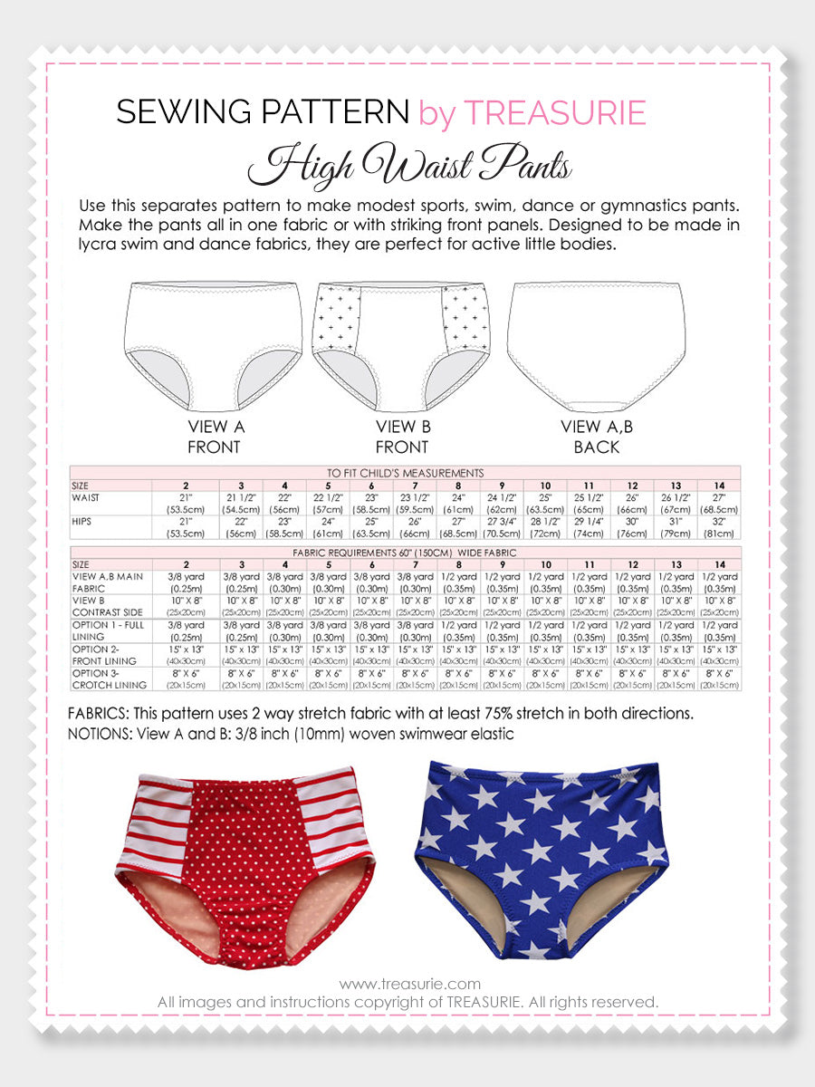 Pants Pattern - High Waist 2 styles (S504) – TREASURIE
