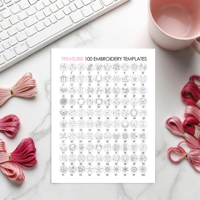100 Printable Embroidery Templates Bundle – TREASURIE