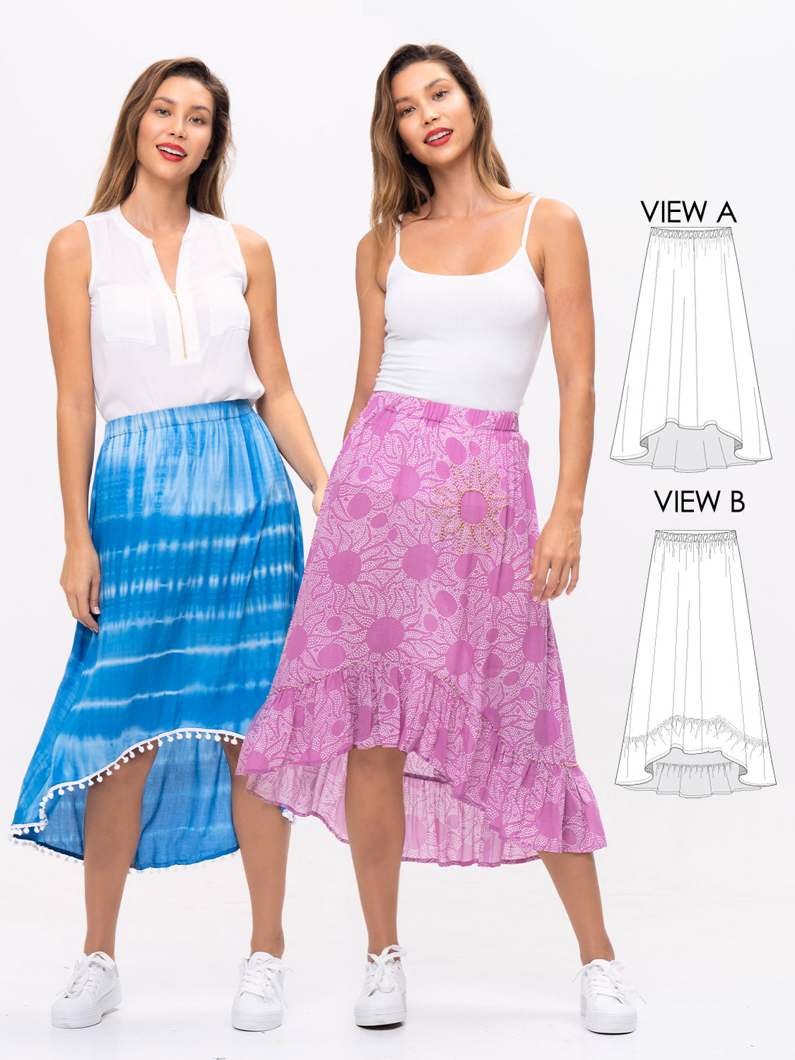 Asymetrical Women's Skirt Pattern (W38-L) – TREASURIE