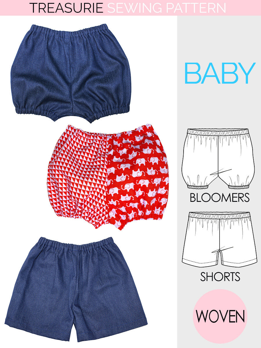 Bloomer Pattern & Shorts Pattern for Baby – TREASURIE