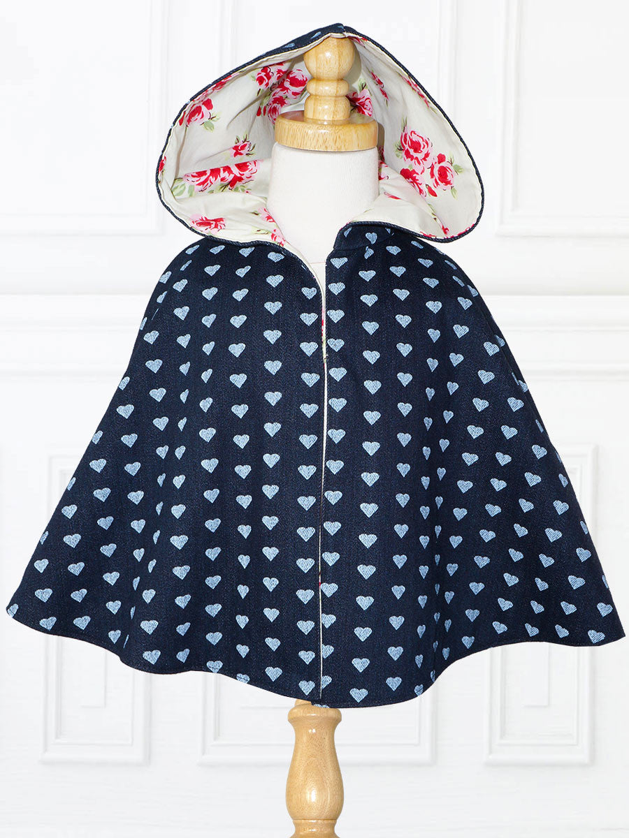 MAISIE - Girls Reversible Cape Pattern, Little Red Riding Hood Applique ...