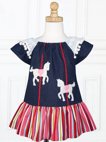 CAROUSEL - Easy Girls Peasant Dress Pattern - Horse Applique – TREASURIE