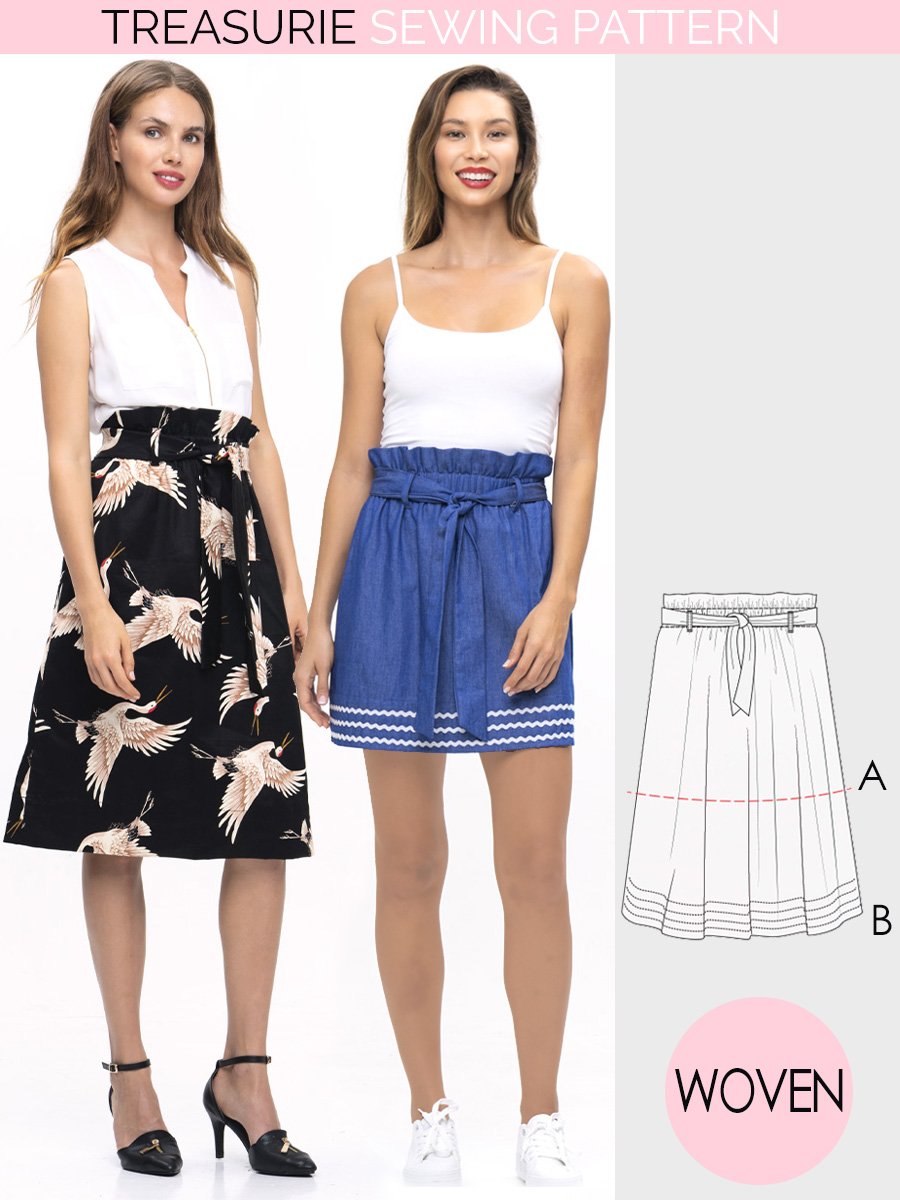 High Waist Skirt Pattern (W50-L) – TREASURIE