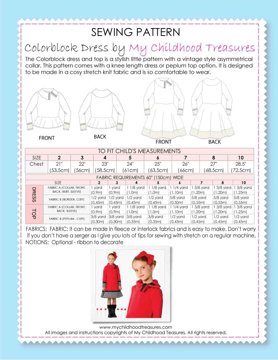 Colorblock Girls Dress Sewing Pattern – TREASURIE