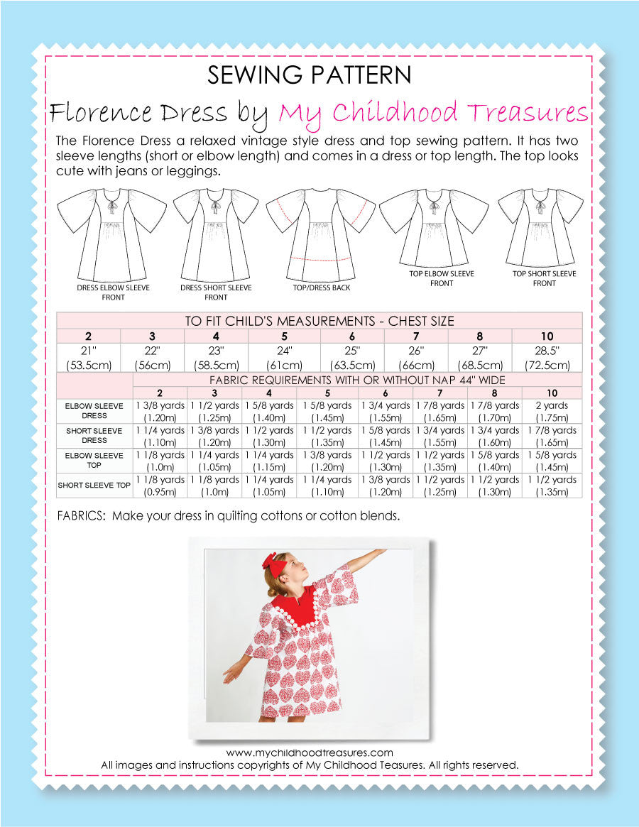 Florence Girls Dress Sewing Pattern – TREASURIE