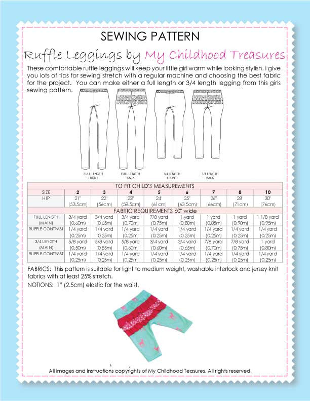 Girls Leggings Sewing Pattern – TREASURIE