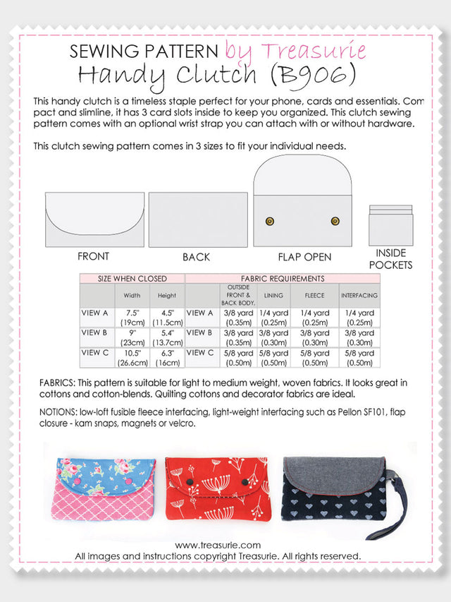 (B906) Clutch Patterns, HANDY Clutch Pattern – TREASURIE