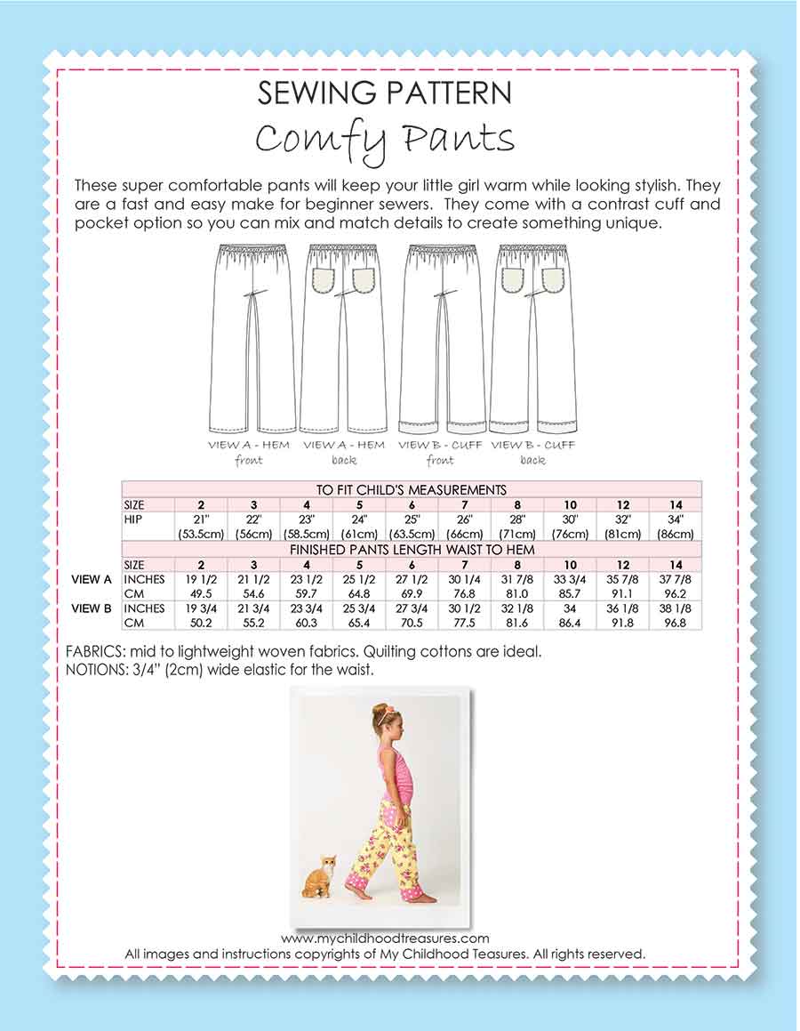 Comfy Kids Pants Sewing Pattern – TREASURIE