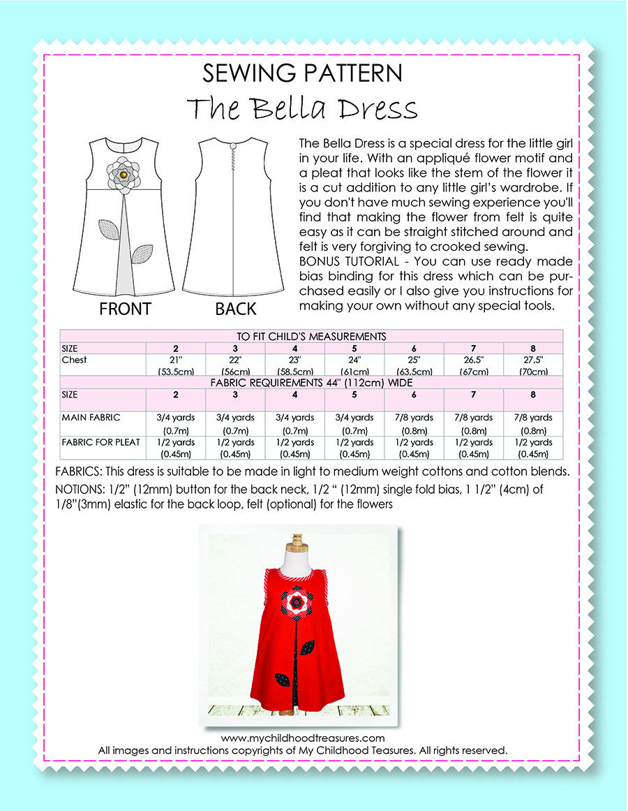 Bella Girls Dress Sewing Pattern – TREASURIE
