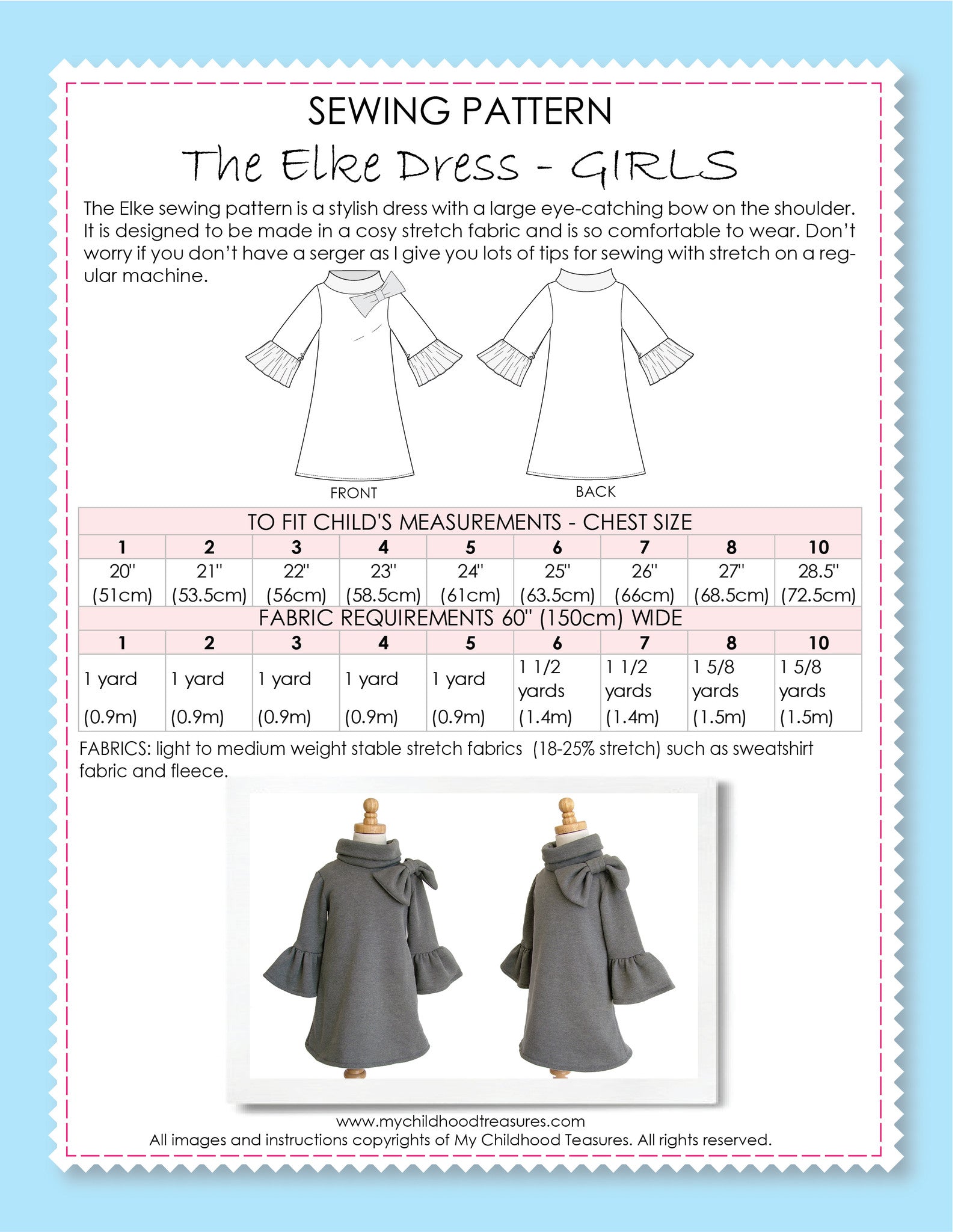 Elke Girls Dress Sewing Pattern – TREASURIE