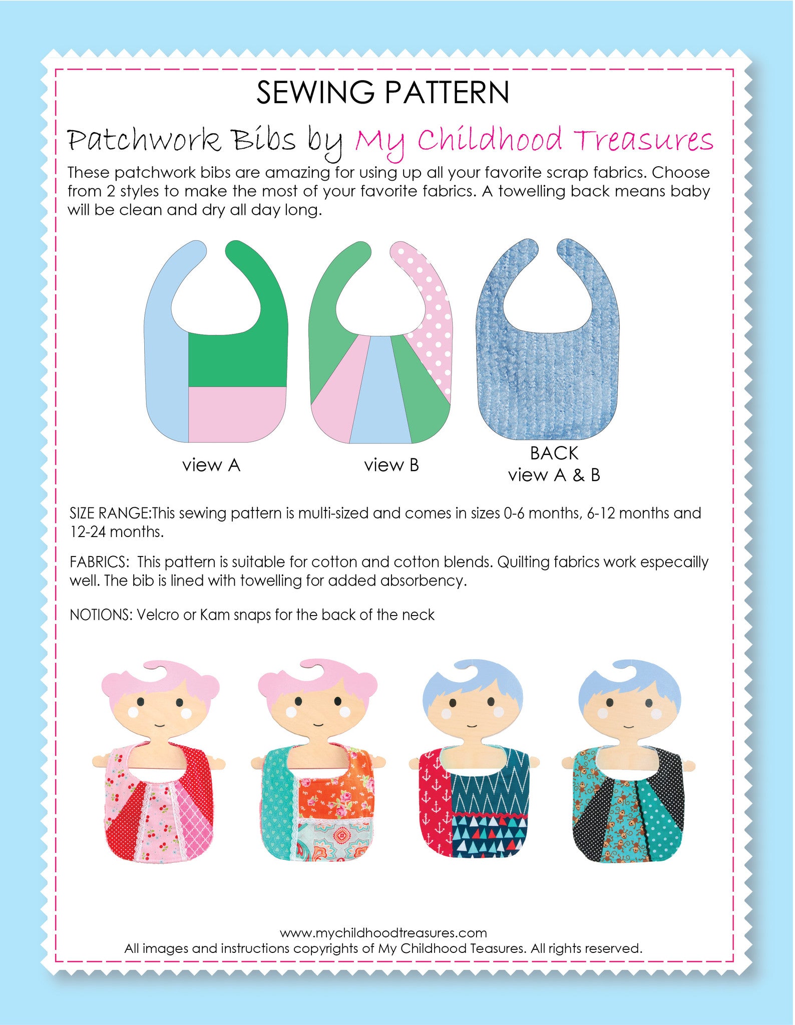 Patchwork Bibs Sewing Pattern – TREASURIE