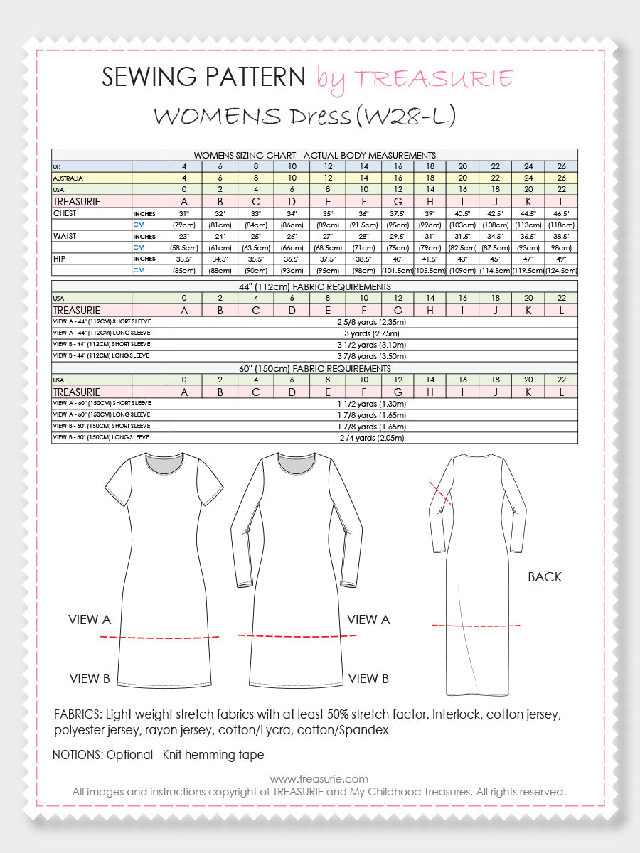 Stretch Dress Sewing Pattern | Womens – TREASURIE