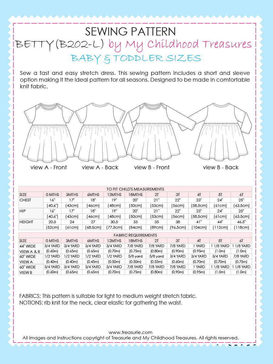 BETTY Girls Dress Sewing Pattern – TREASURIE